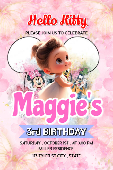 Pink Joyful Kids Birthday Poster Template | PosterMyWall