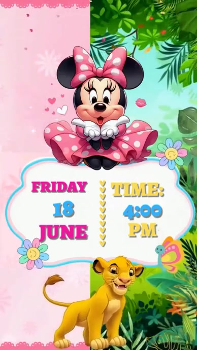 Pink Joyful Mickey Mouse Birthday Digital Display (9:16) Template ...