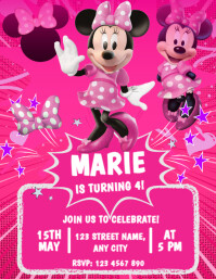 Editable Minnie Mouse Birthday Invitation Template | PosterMyWall