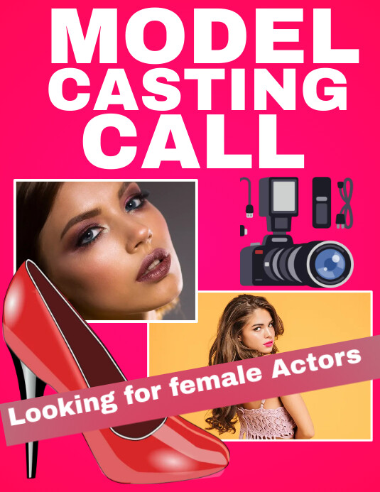 Plantilla de Pink Joyful Model Casting Call Flyer Flyer (u | PosterMyWall