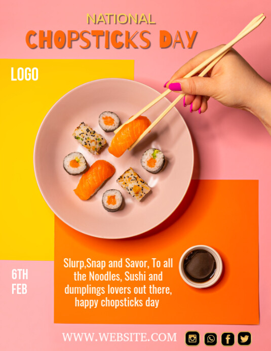 Pink Joyful National Chopsticks Day Celebration Flyer (us Letter ...