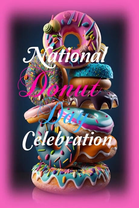 Pink Joyful National Donut Day Celebration P Template | PosterMyWall