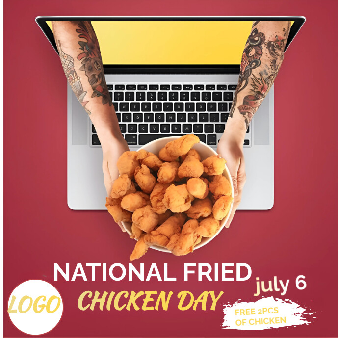 Pink Joyful National Fried Chicken Day Square Template | PosterMyWall