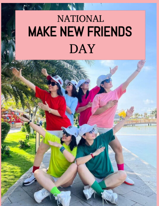 Pink Joyful National New Friends Day Flyer (us Letter) Template ...