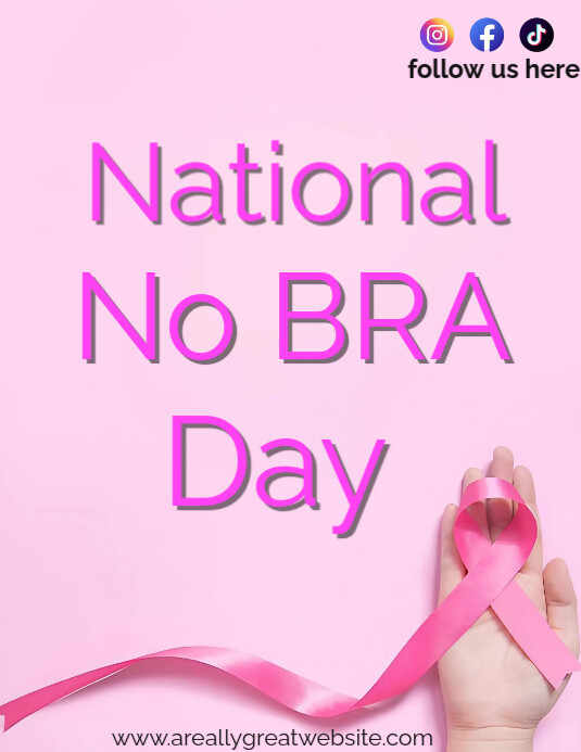 Copy of Pink Joyful National No Bra Day Flyer (us Letter) | PosterMyWall