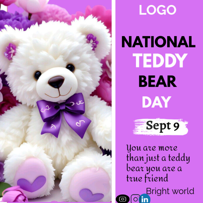 Plantilla de Pink Joyful National Teddy Bear Day Poster De | PosterMyWall