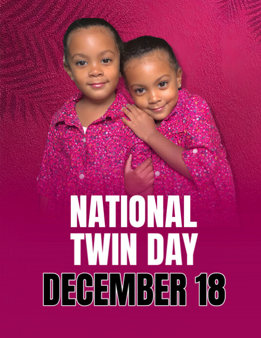 Pink Joyful National Twin Day Flyer (us Letter) Template | PosterMyWall
