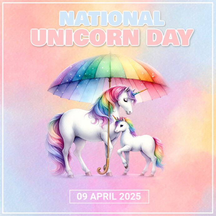 Modèle Pink Joyful National Unicorn Day And Rainbow Dreams Instagram ...