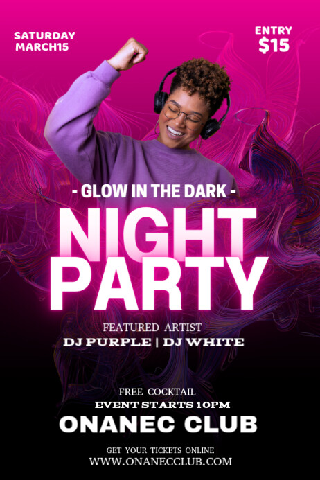 Copy of Pink Joyful Night Party Invitation Flyer Poster | PosterMyWall