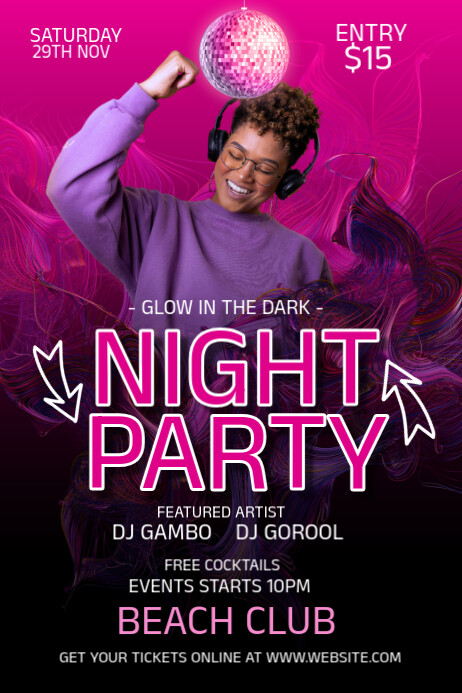 Pink Joyful Night Party Poster Template | PosterMyWall