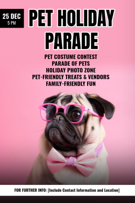 Pink Joyful Pet Holiday Parade Poster Template | PosterMyWall