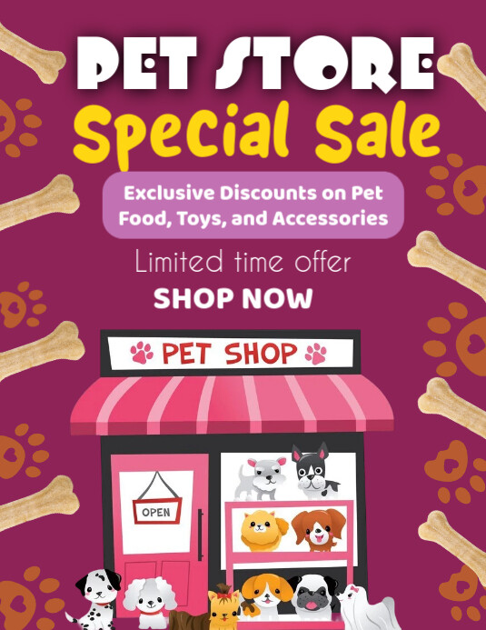 Pink Joyful Pet Store Special Sale Flyer (us Letter) Template ...