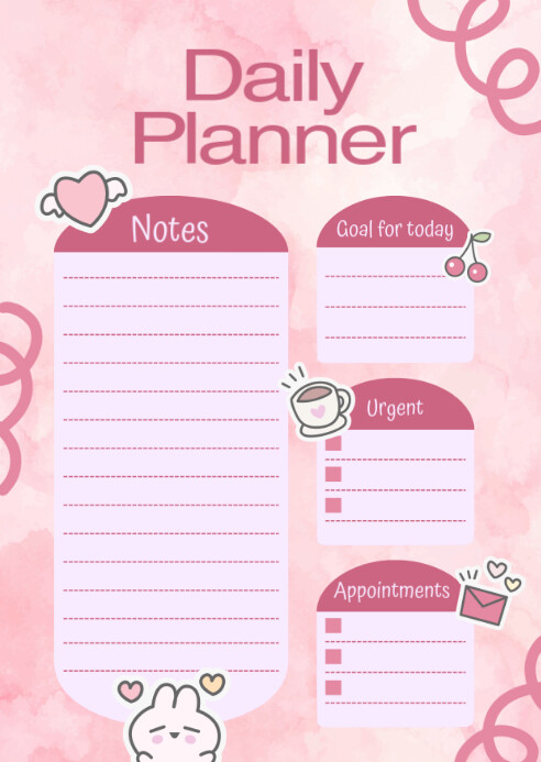 Plantilla de Pink Joyful Pink Daily Planner | PosterMyWall