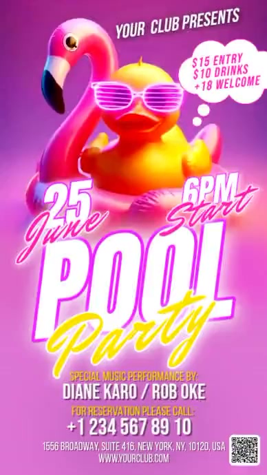 Szablon Pool Party Ekran Reklamowy | PosterMyWall