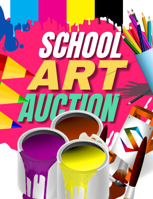 Modèle Pink Joyful School Art Auction Flyer (us Lett | PosterMyWall