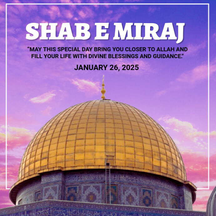 Pink Joyful Shab E Meraj Instagram Post Template | PosterMyWall