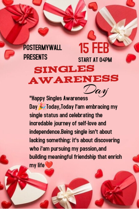 Copy of Pink Joyful Single Awareness Day Poster | PosterMyWall