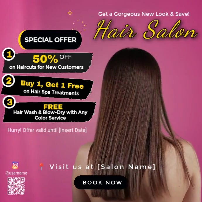Copy of Pink Joyful Special Hair Salon Offer Instagram Post | PosterMyWall