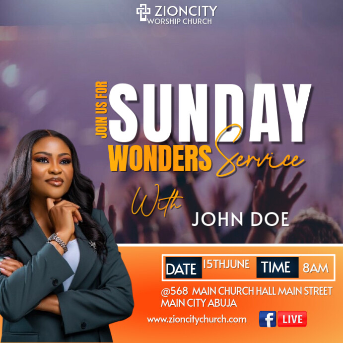 Pink Joyful Sunday Church Invitation Service Instagram Post Template ...