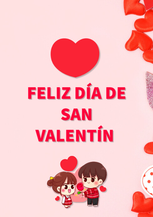 Pink Joyful Tarjeta Personalizada Para El Día De Los Enamorados A4 ...