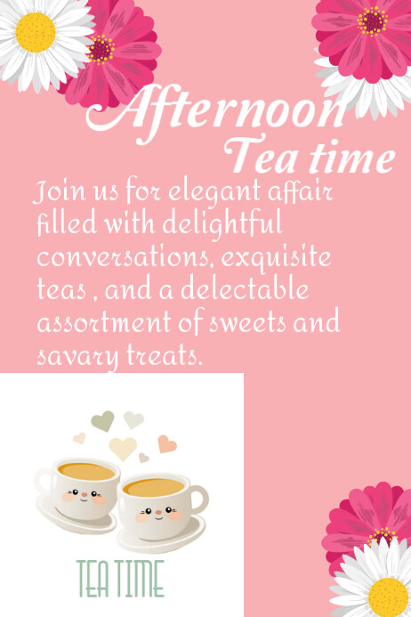 Pink Joyful Tea Time Poster Templat | PosterMyWall