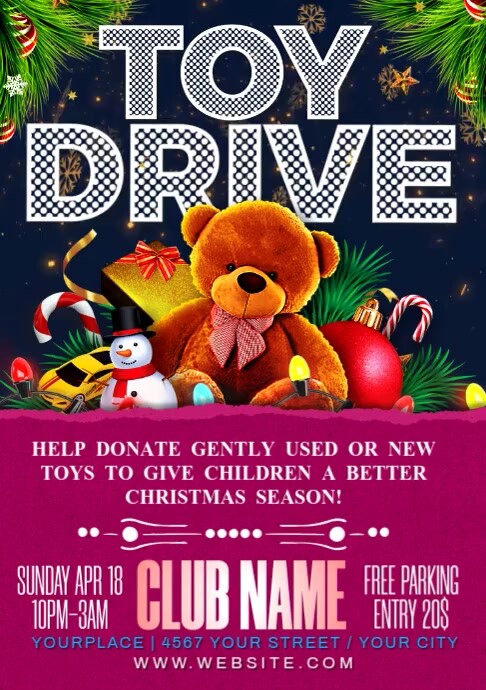 Copy of Pink Joyful Toy Drive A3 | PosterMyWall