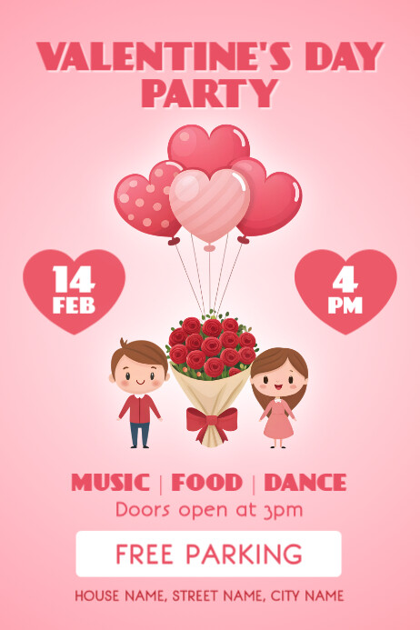 Pink Joyful Valentines Day Party Poster Template | PosterMyWall