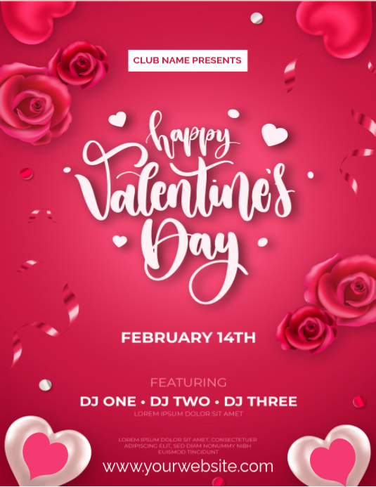 Pink Joyful Valentines Party Club Invitation Flyer (us Letter) Template ...