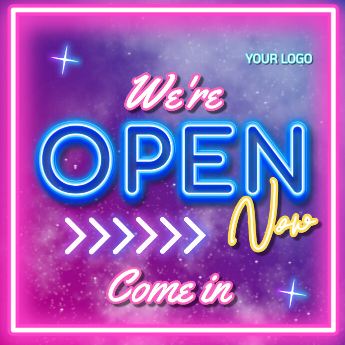 Pink Joyful We're Open Now And Closed Posts I Template | PosterMyWall
