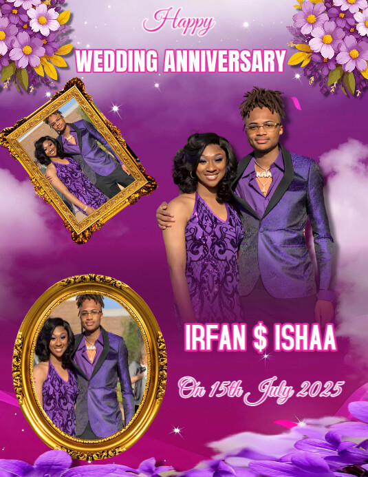 Pink Joyful Wedding Anniversary Flyer Flyer (us Letter) Template ...