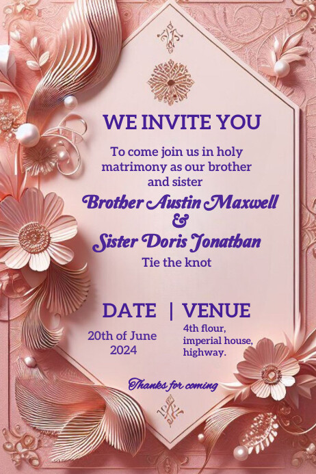 Pink Joyful Wedding Card Poster Template | PosterMyWall