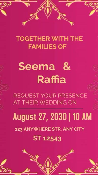 Pink Joyful Wedding Invite Digital Display ( Template | PosterMyWall