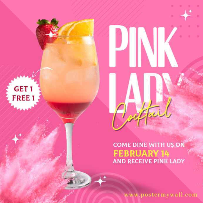 Pink Lady Cocktail Template | PosterMyWall