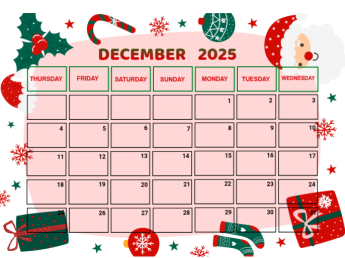 Pink List-based December Calendar Presentation Template | PosterMyWall