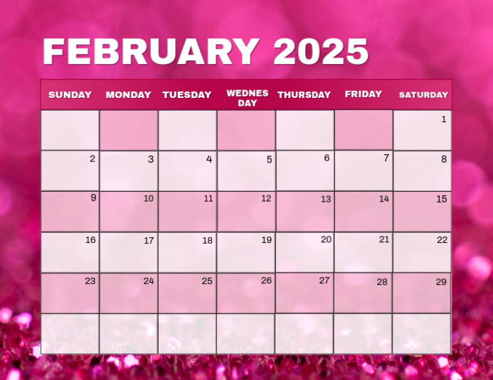 Pink List-based February Calendar Flyer (us Letter) Template | PosterMyWall