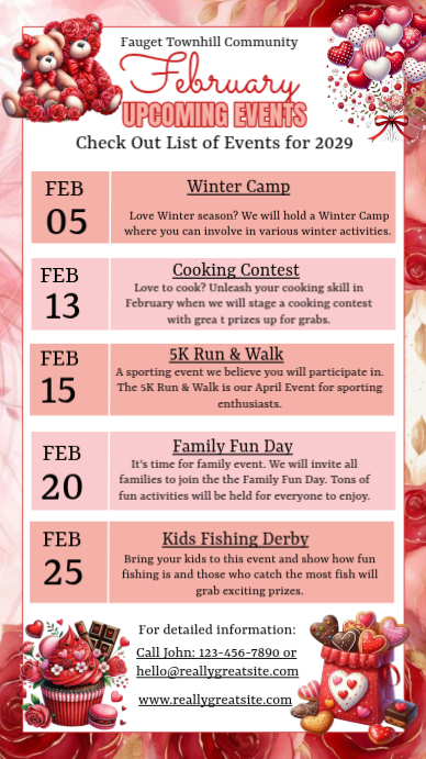 Pink List-based February Upcoming Event List Instagram Story Template ...