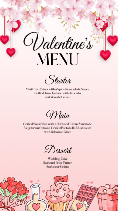 Pink List-based Valentine's Menu Instagram Story Template | PosterMyWall