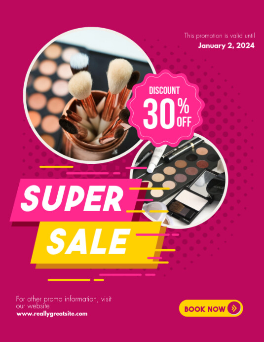 Pink Magenta Yellow Pop Out Photo Collage Make Up Super Sale Poster ...
