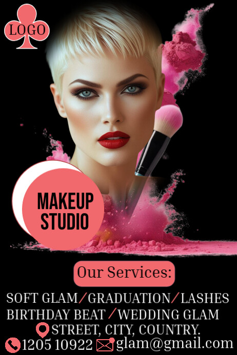 Pink Makeup Studio Flyer Template | PosterMyWall