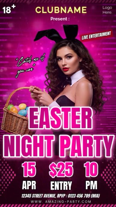 Pink Maksimalis Easter Egg Party Bunny Suit Reel Instagram Template ...