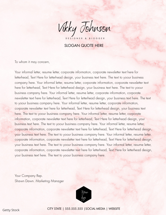 Pink Marble Letterhead Business Stationery Template | PosterMyWall