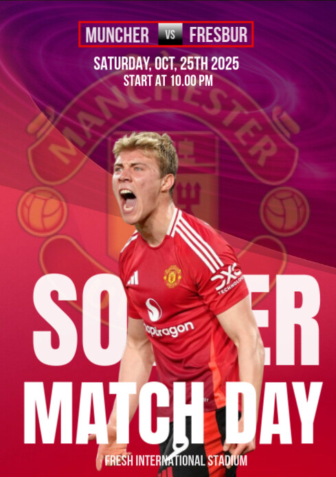 Pink Match Day Soccer A4 Template | PosterMyWall