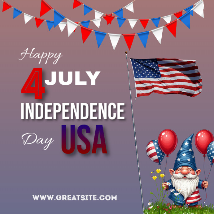 Pink Maximalist 4th July Independence Day Instagram Post Template | PosterMyWall