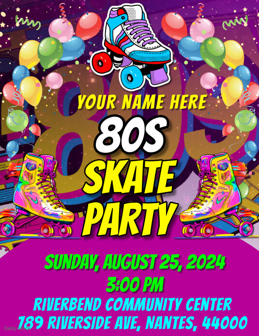 Pink Maximalist 80s Skate Party Flyer (us Let Template | PosterMyWall