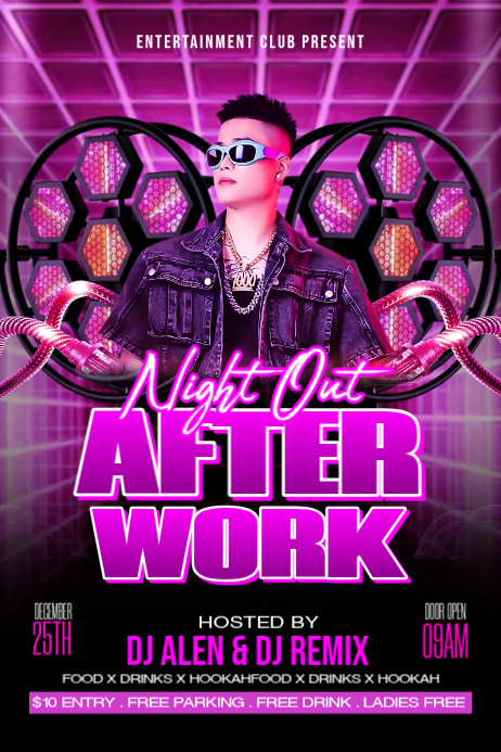 Pink Maximalist After Work Night Out Banner 4' × 6' Template | PosterMyWall