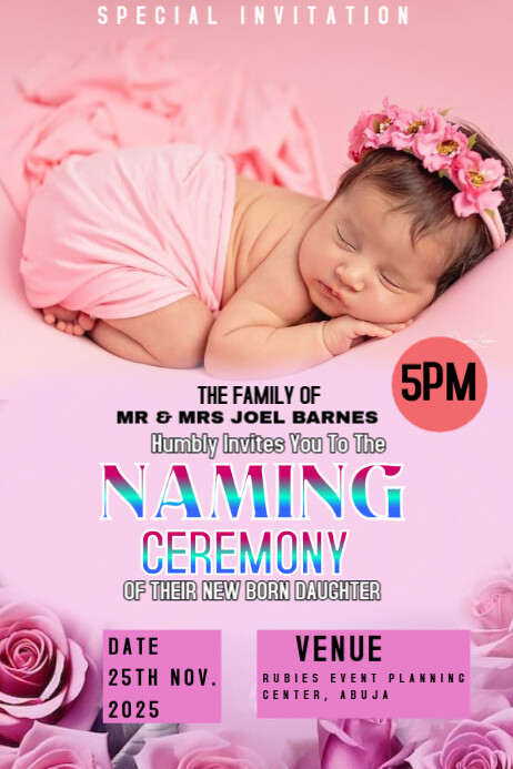 Copy of Pink Maximalist Baby Naming Ceremony Poster | PosterMyWall