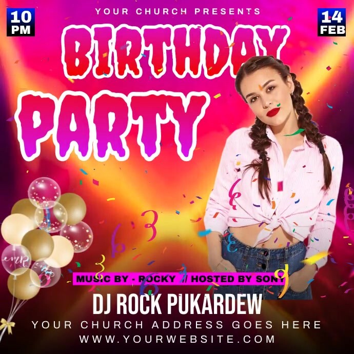 Pink Maximalist Birthday Night Club Party Ins Template | PosterMyWall