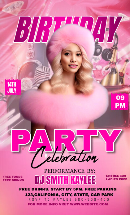 Pink Maximalist Birthday Party Invitation Tem Template | PosterMyWall