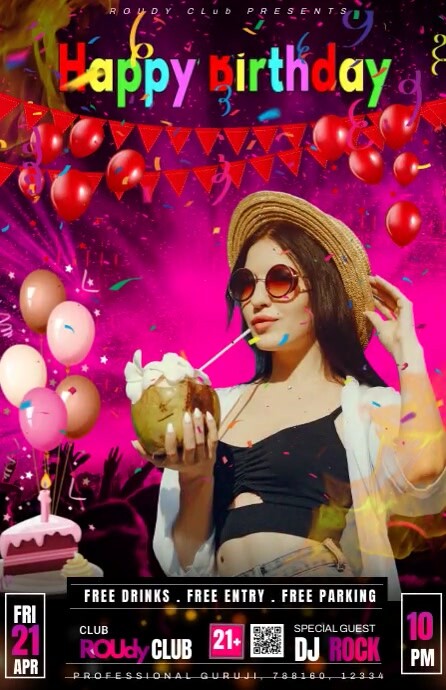 Pink Maximalist Birthday Party Tabloid Template | PosterMyWall