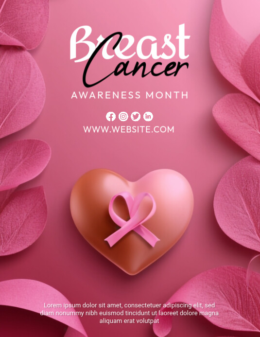 Plantilla de Pink Maximalist Breast Cancer Awareness Ads, Flyer (us ...